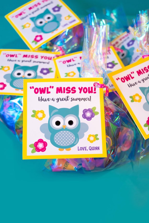 Owl Miss You Summer Break Gift Tag Template Teacher Student - Etsy
