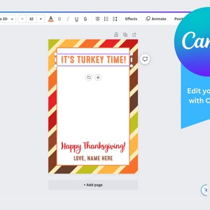 Thanksgiving Cookie Card, Thanksgiving Printable, Turkey Cookie Card ...