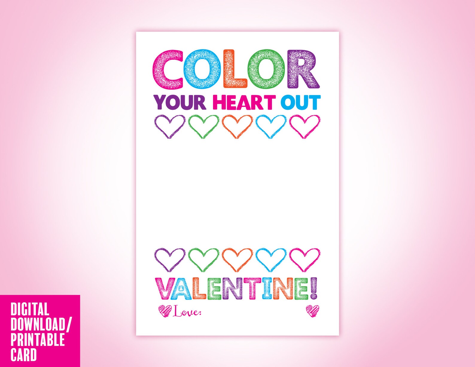 Valentine's Day Card, Valentine's Day Crayon Card, Valentine's Day ...