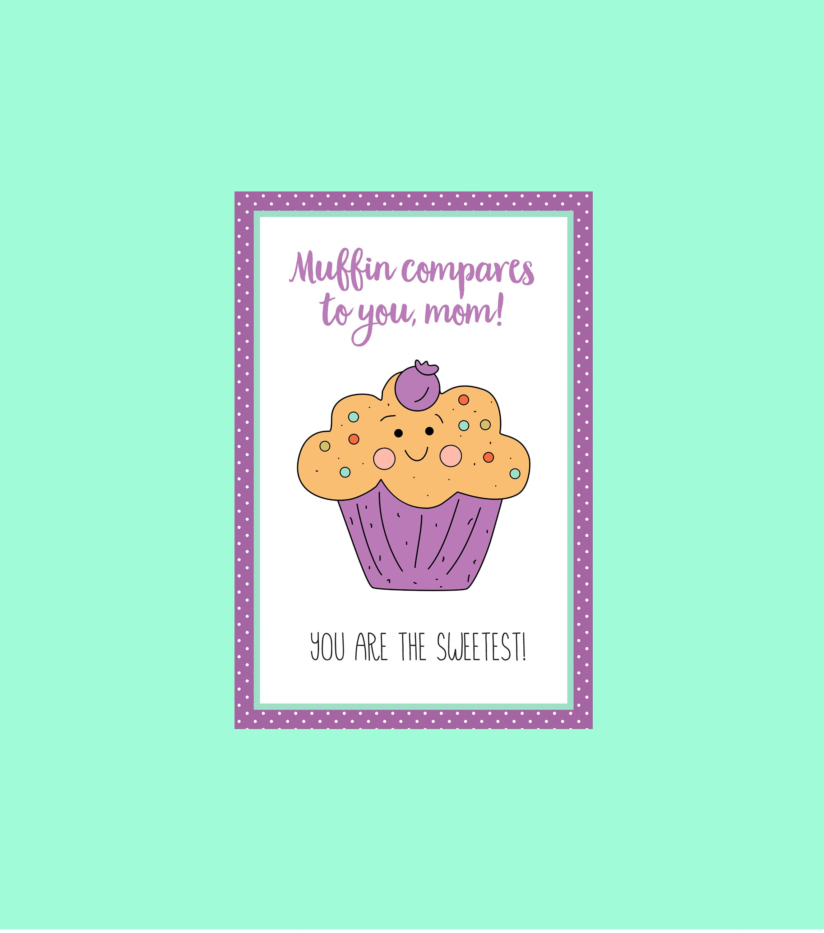 Mother's Day Card, Mother's Day Muffin Card, Mother's Day Digital ...