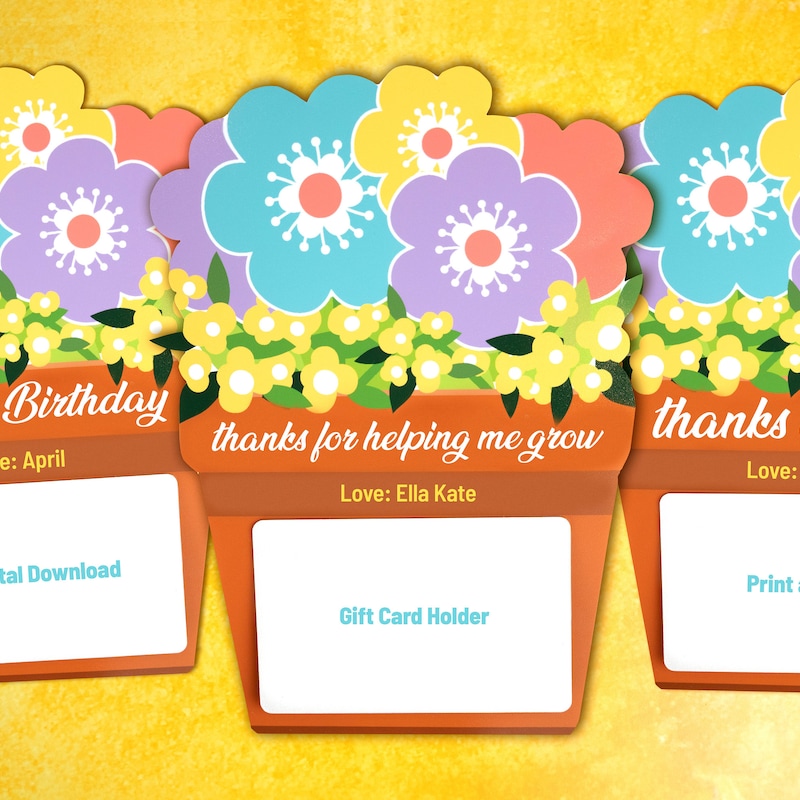 Flower Pot Card - Etsy