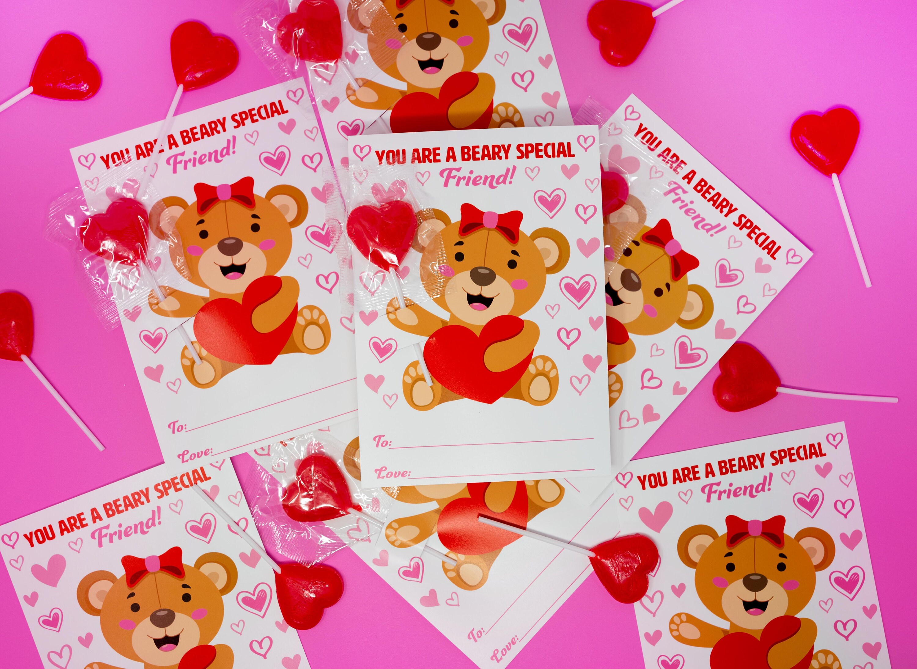 Kid Valentine's Day Card Valentine Lollipop Card - Etsy