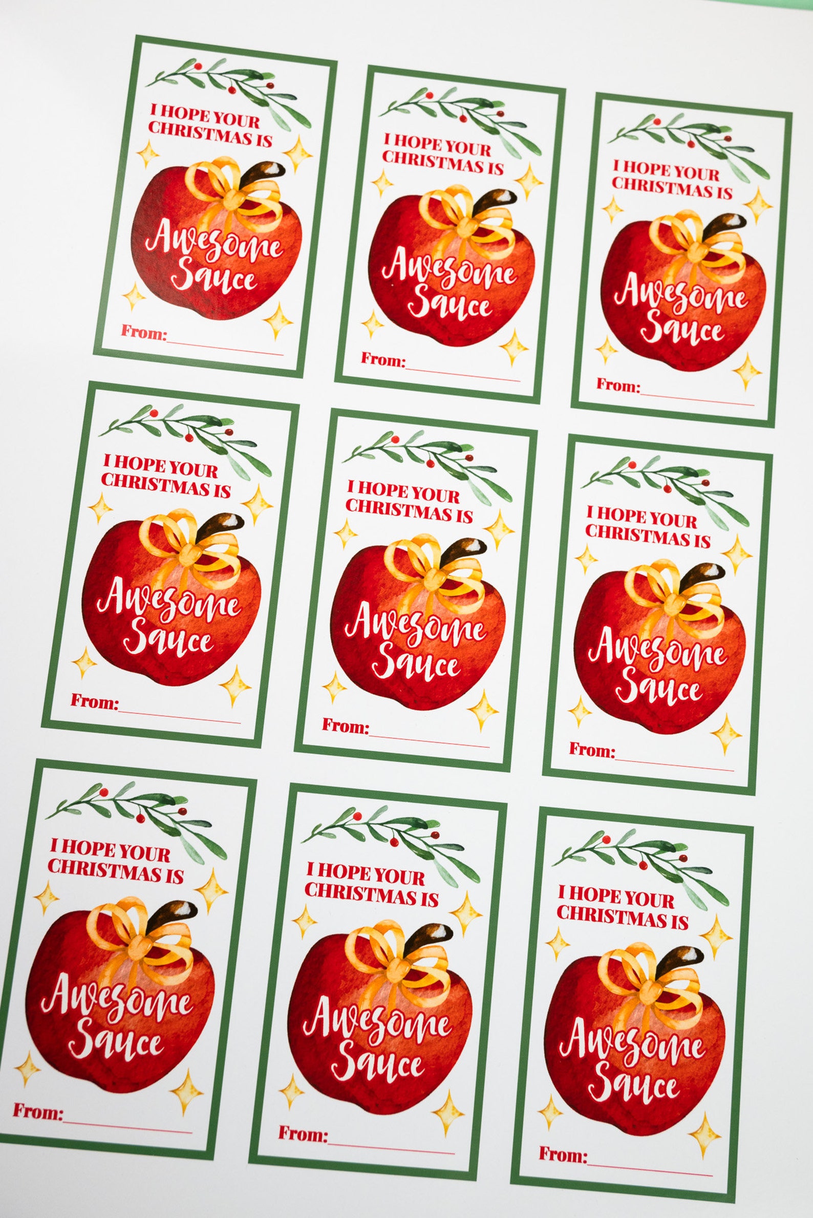 Applesauce Christmas Printable Tag, Christmas Tag, Awesome Sauce ...