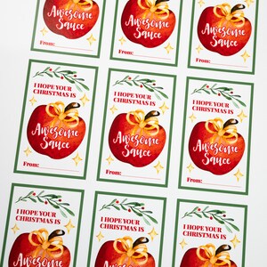 Applesauce Christmas Printable Tag, Christmas Tag, Awesome Sauce ...