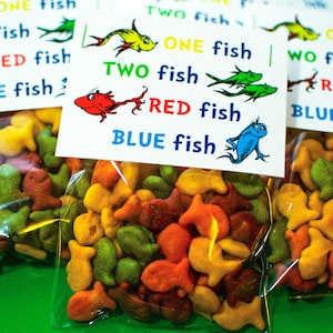 Dr. Seuss Treat Bag Card, Dr. Seuss Printable, One Fish Two Fish, Dr ...