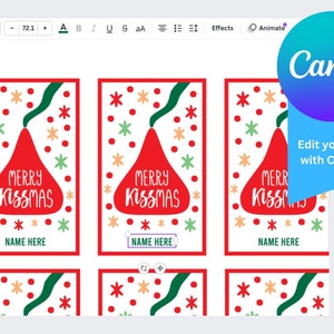 Merry Kissmas Printable Tag, Christmas Tag, Hershey's Kiss Christmas ...