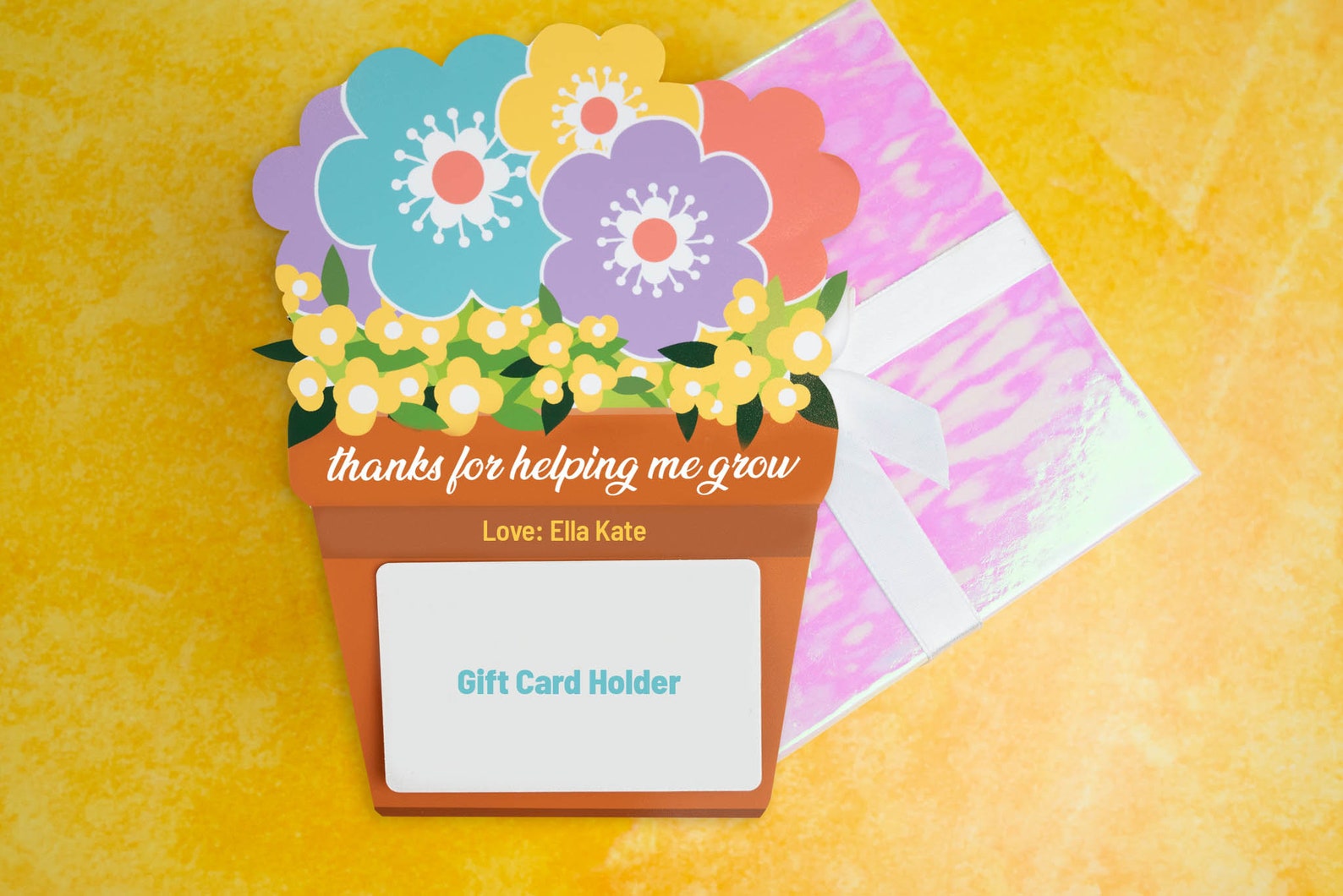 Flower Pot Gift Card Holder, Teacher Gift Card Holder, Birthday Gift ...
