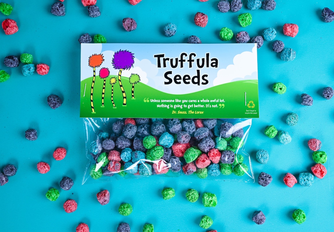 Dr. Seuss Treat Bag Card, Dr. Seuss Printable, Truffula Seeds, Dr ...