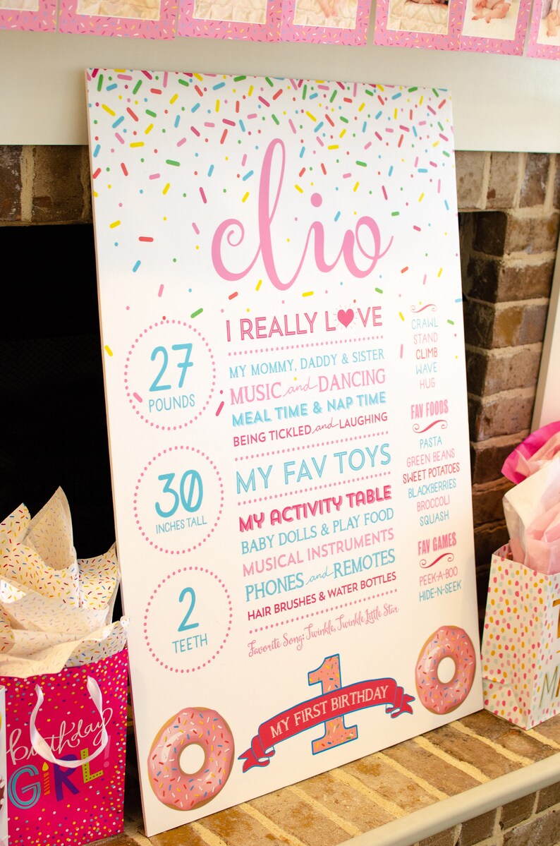 Donut 1st Birthday Sign, Donut First Birthday Poster, Donut First ...