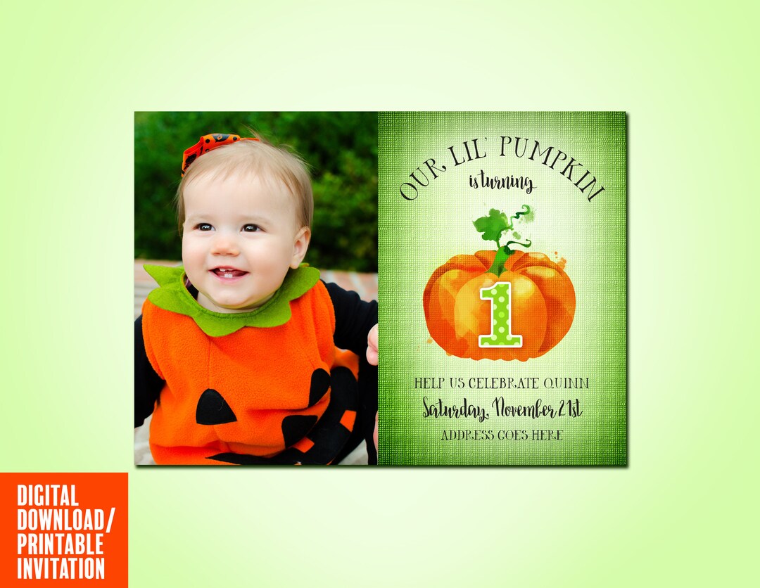 Pumpkin First Birthday Invitation, 1st Birthday Invitation, Our Little ...