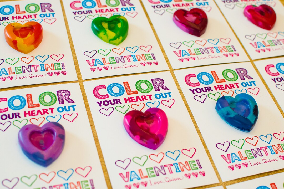 Valentine's Day Card, Valentine's Day Crayon Card, Valentine's Day ...