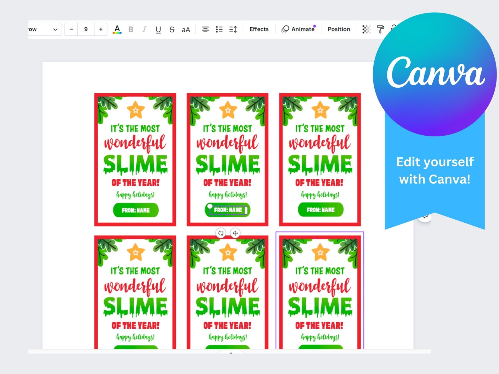 Slime Christmas Printable Tag, Slime Holiday Tag, It's the Most ...