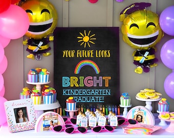 Kindergarten Graduation Sign, Your Future is Bright Poster ...