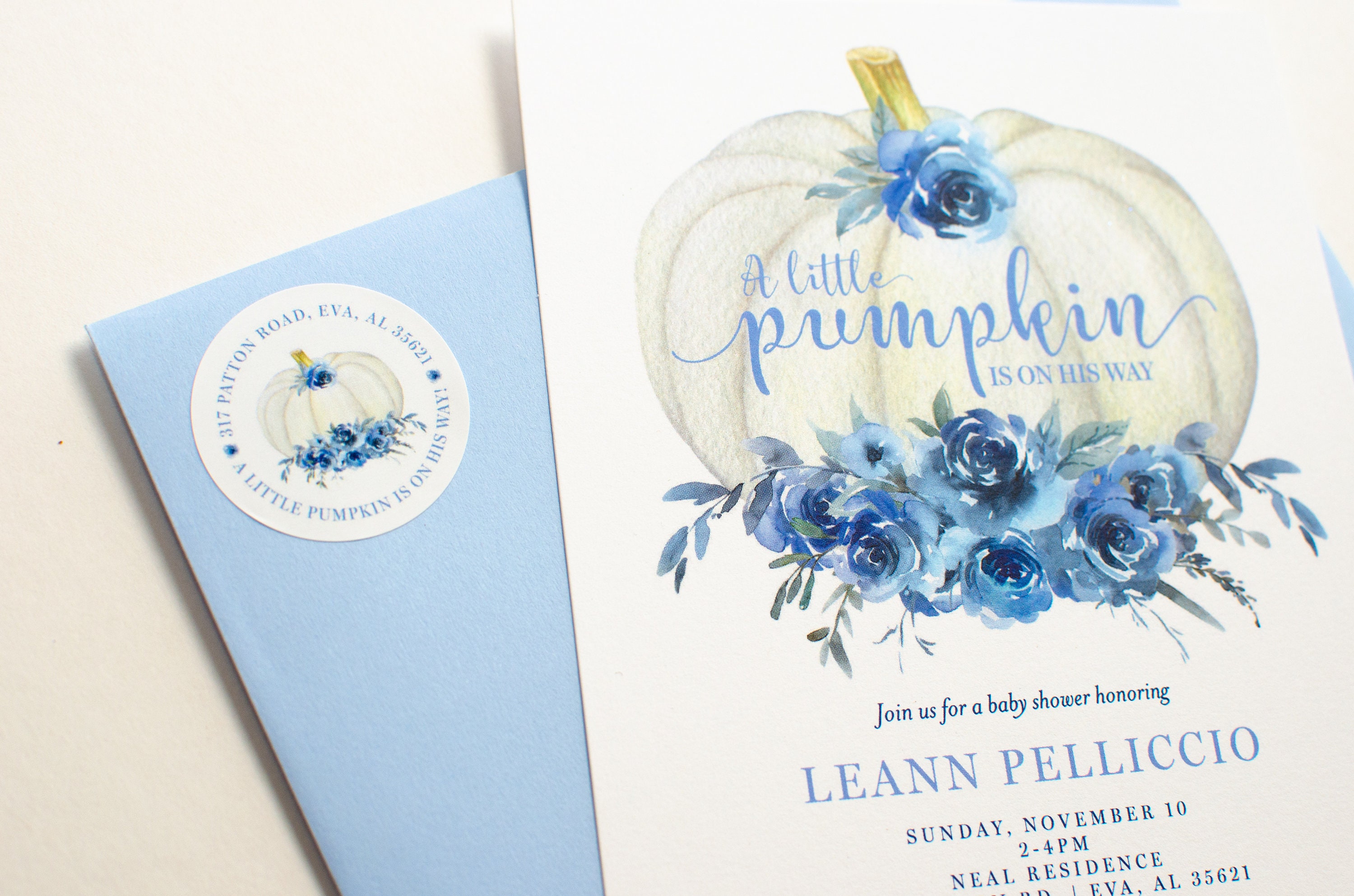 Blue Little Pumpkin Baby Shower Kit Fall Autumn Boy Invite | Etsy