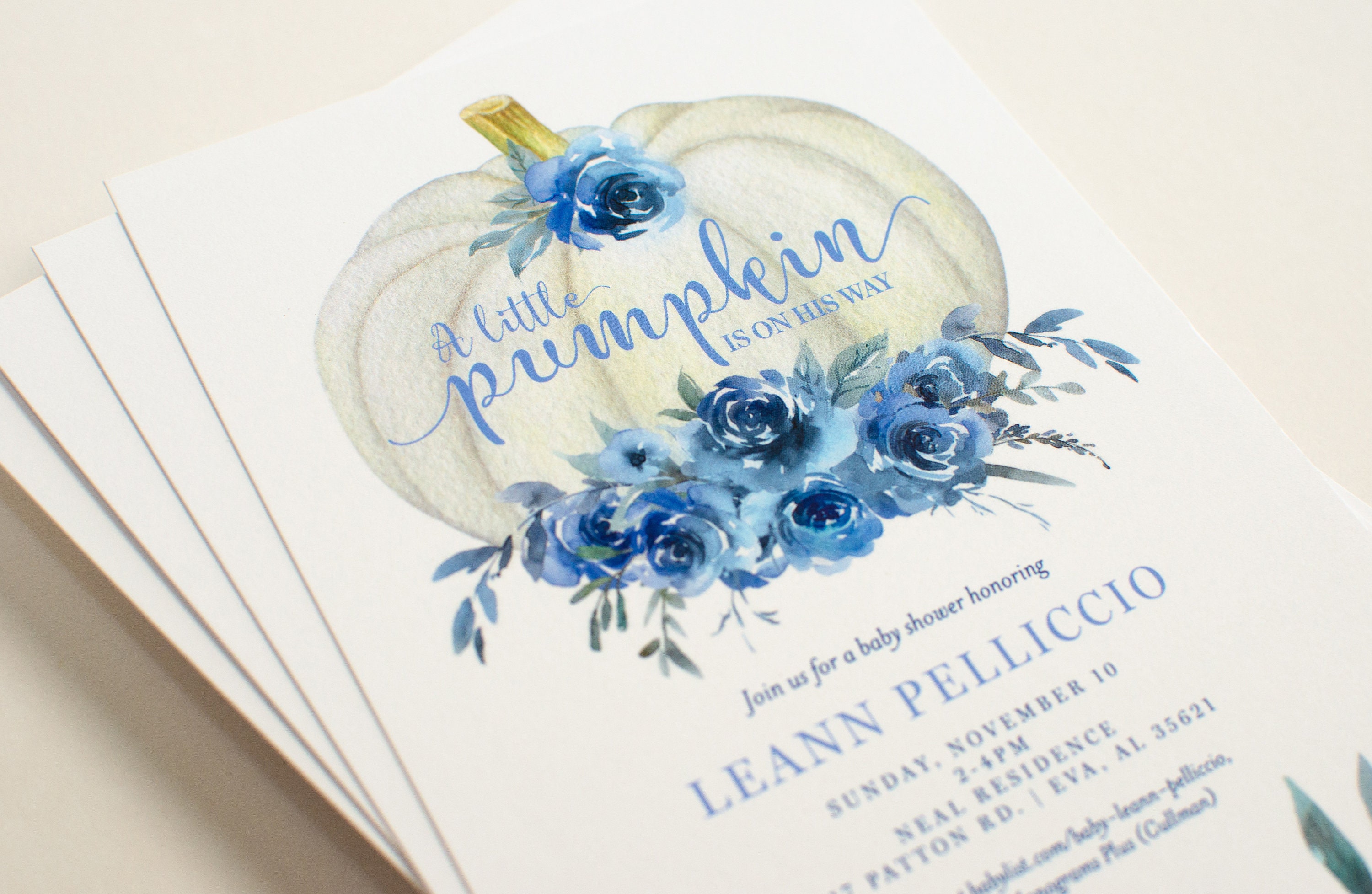 Blue Little Pumpkin Baby Shower Kit Fall Autumn Boy Invite | Etsy