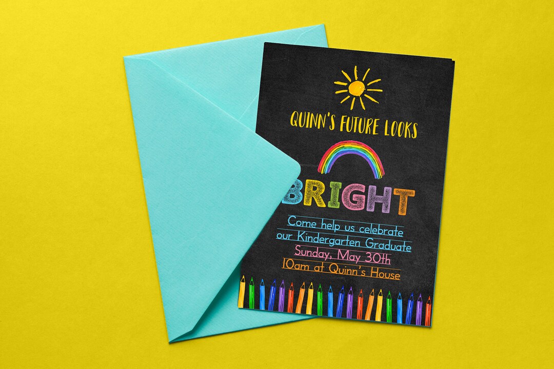 Graduation Party Invitation, Future is Bright Kindergarten Graduation ...