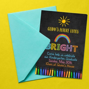 Graduation Party Invitation, Future is Bright Kindergarten Graduation ...