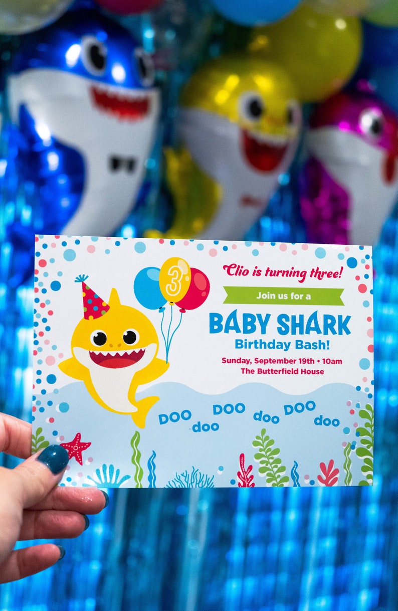 Baby Shark Birthday Invitation, Edit Yourself in CANVA, Baby Shark ...