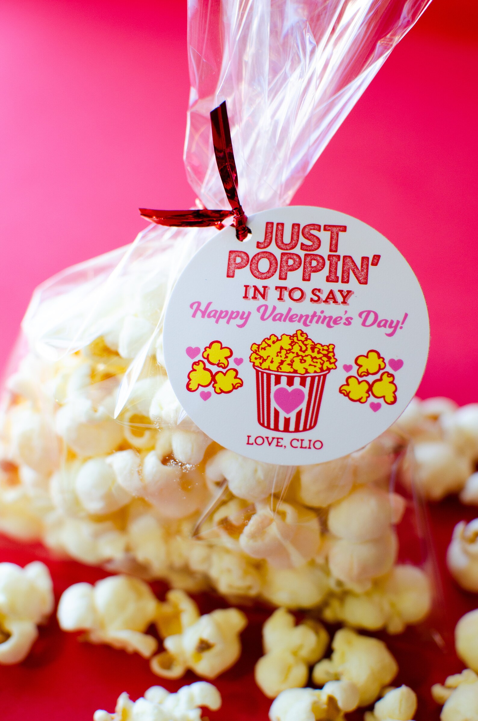 Valentine's Day Card Valentine's Day Popcorn Tag - Etsy