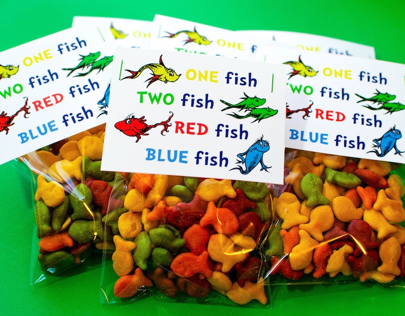Dr. Seuss Treat Bag Card, Dr. Seuss Printable, One Fish Two Fish, Dr ...