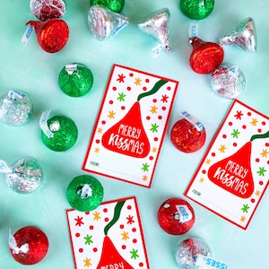 Merry Kissmas Printable Tag, Christmas Tag, Hershey's Kiss Christmas ...