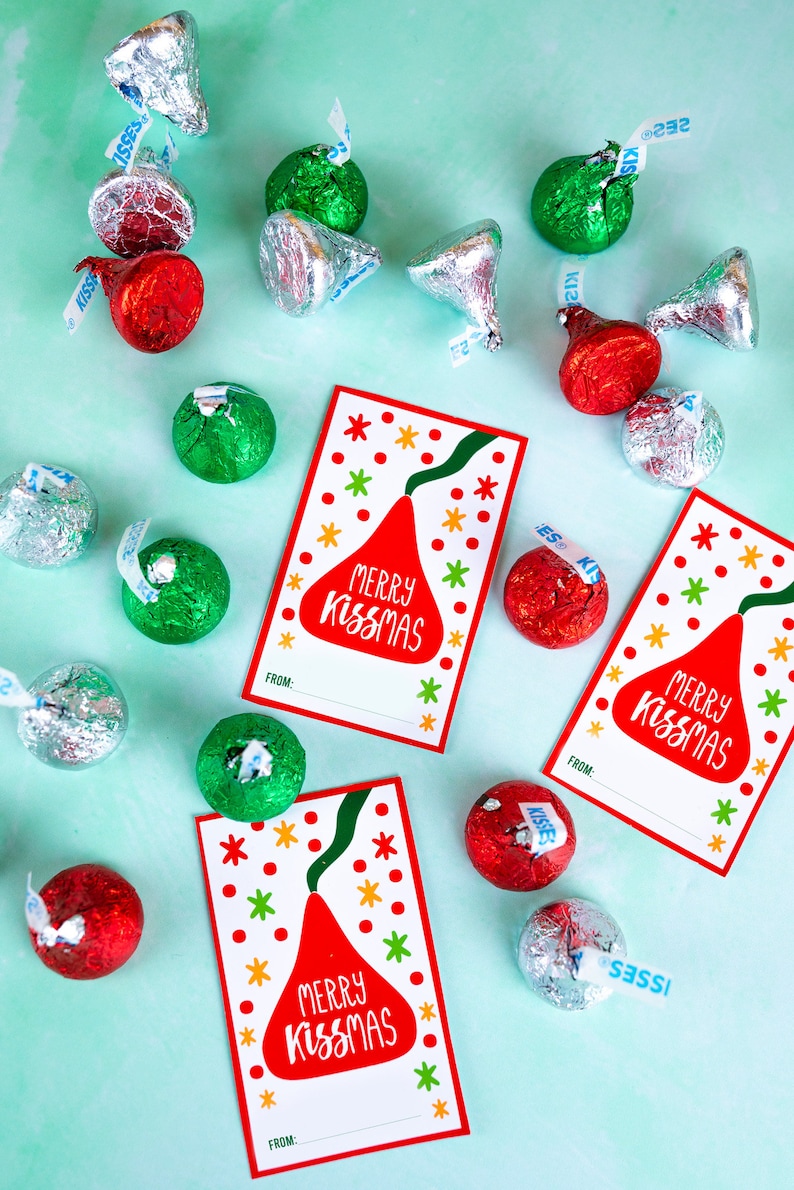 Merry Kissmas Printable Tag Christmas Tag Hershey's Kiss - Etsy