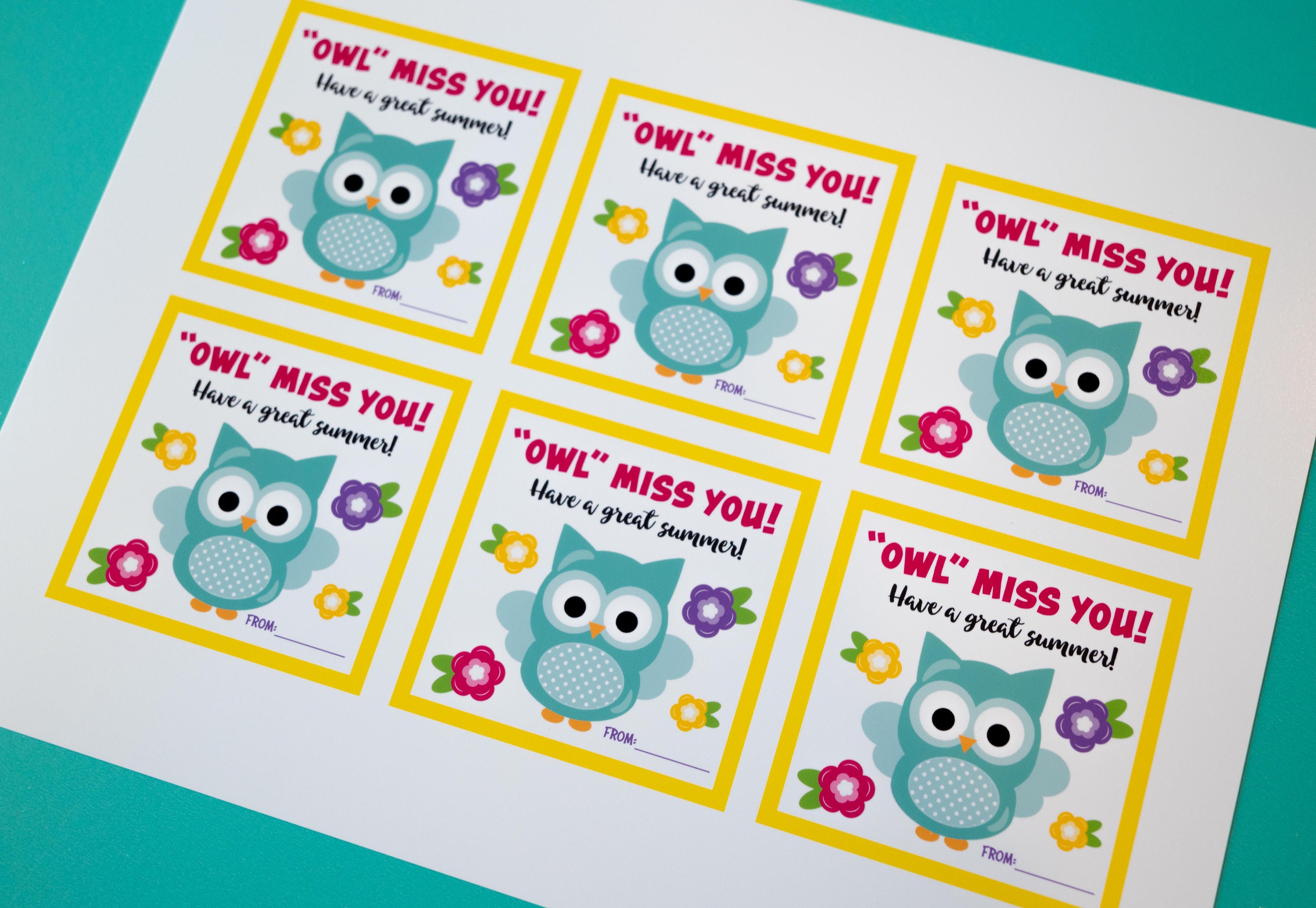 Owl Miss You Summer Break Gift Tag Template Teacher Student | Etsy ...