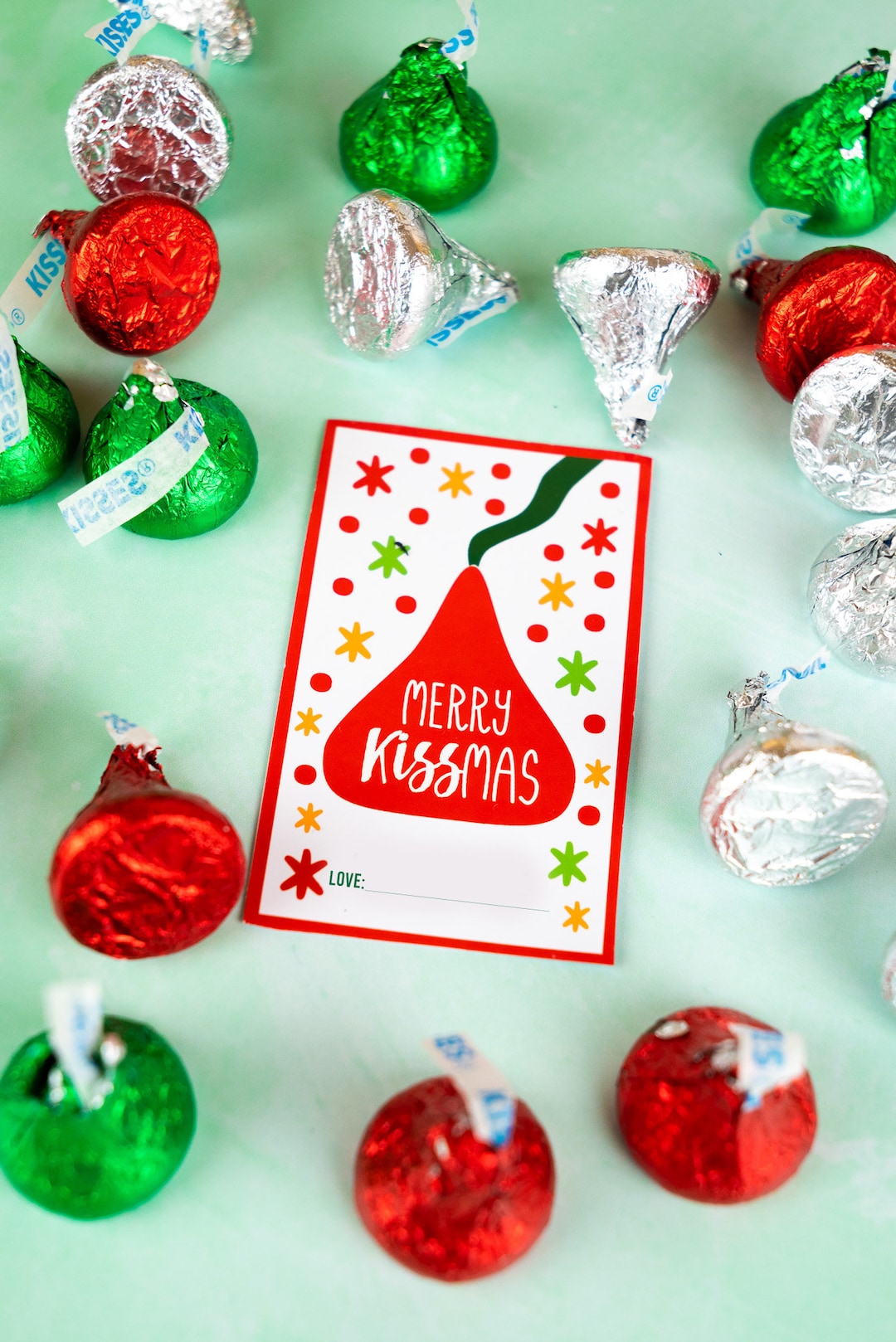 Merry Kissmas Printable Tag, Christmas Tag, Hershey's Kiss Christmas ...
