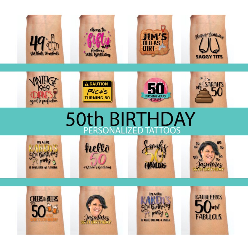 50th Birthday Tattoos Fifty & Fabulous 50 and Fabulous 50th - Etsy