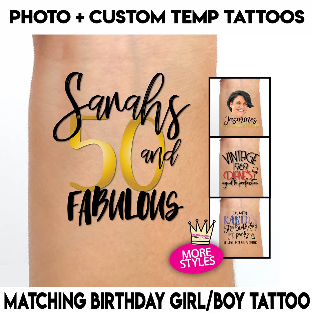 Custom 50th Birthday Temporary Tattoo: Personalized Party Favor - Etsy
