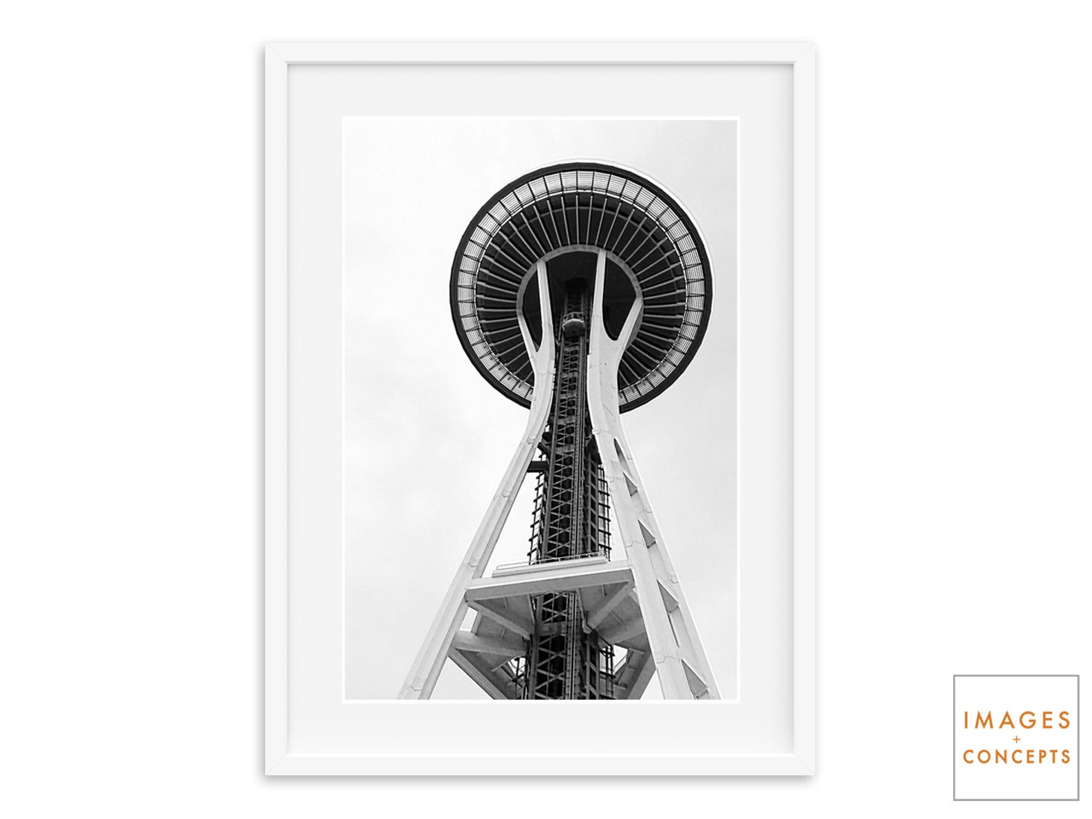 Space Needle, Seattle Travel Poster, Large Wall Art, Black and White ...