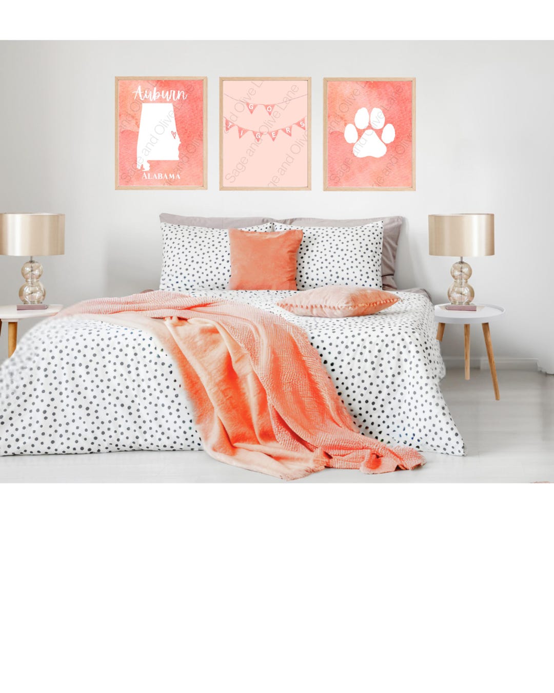 Auburn Themed Orange Watercolor Set of 3 Digital Prints for Your Dorm or Apartment! - Etsy