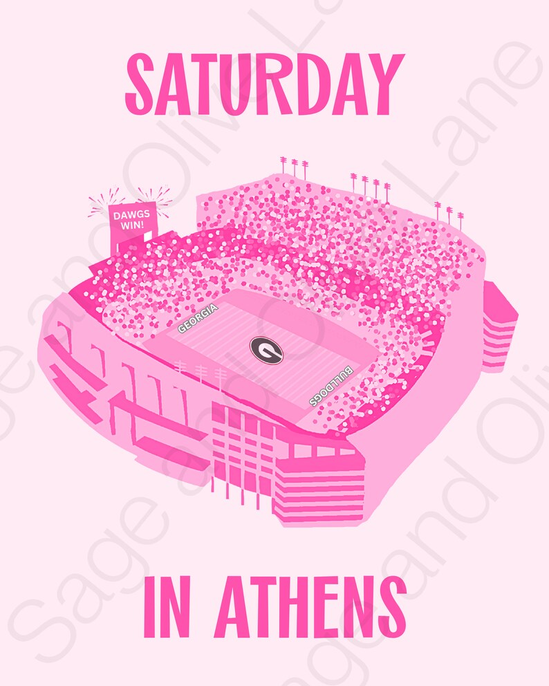 UGA Pink Themed Digital Downloads, Set of 3: Uga in His Doghouse ...