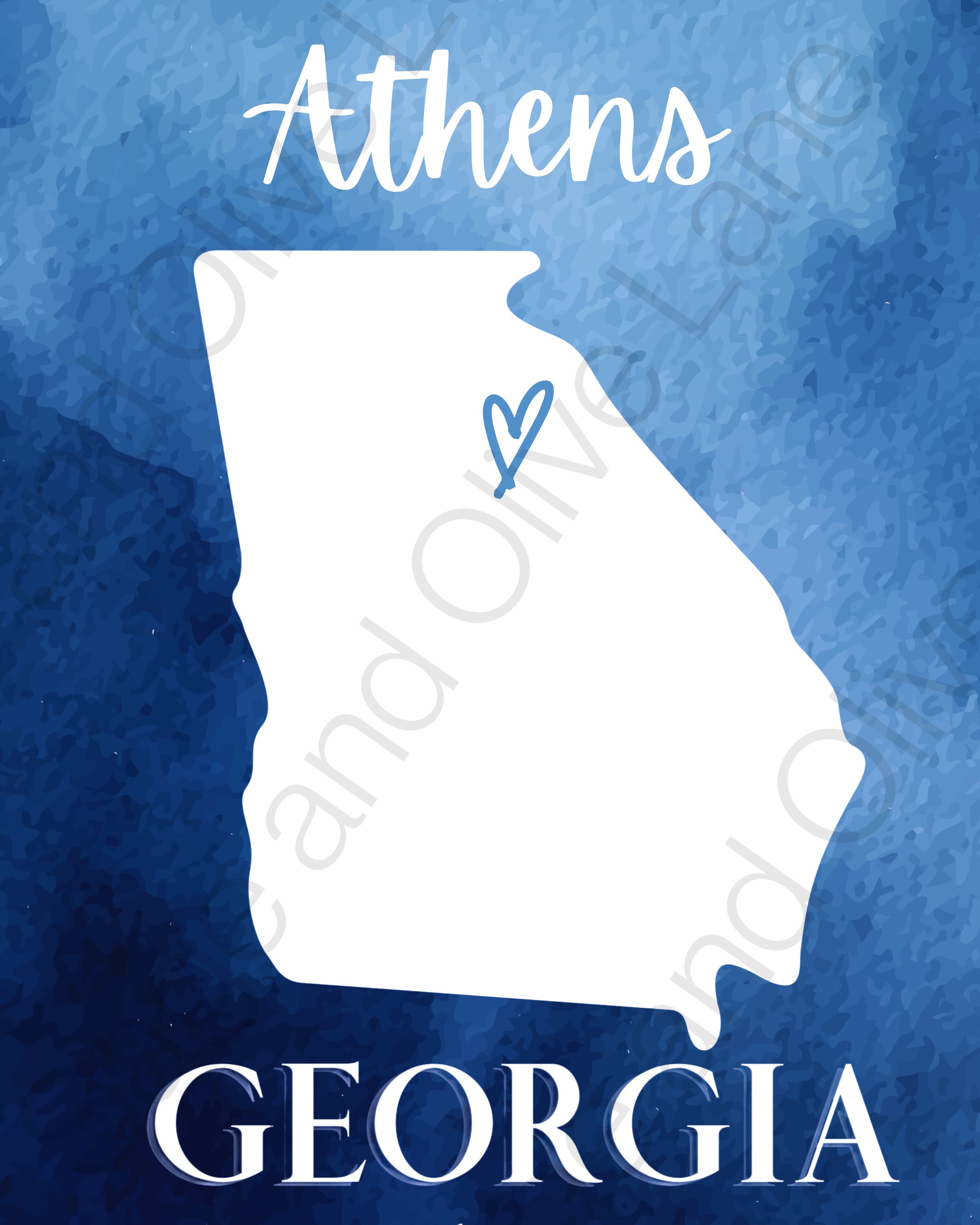 UGA Themed Navy Watercolor Set of 3 Digital Prints for Your Dorm or ...