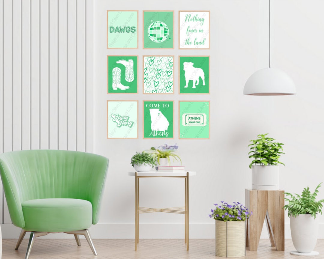 UGA Green Set of 9 Athens Themed Prints for Your Dorm or Apartment! - Etsy