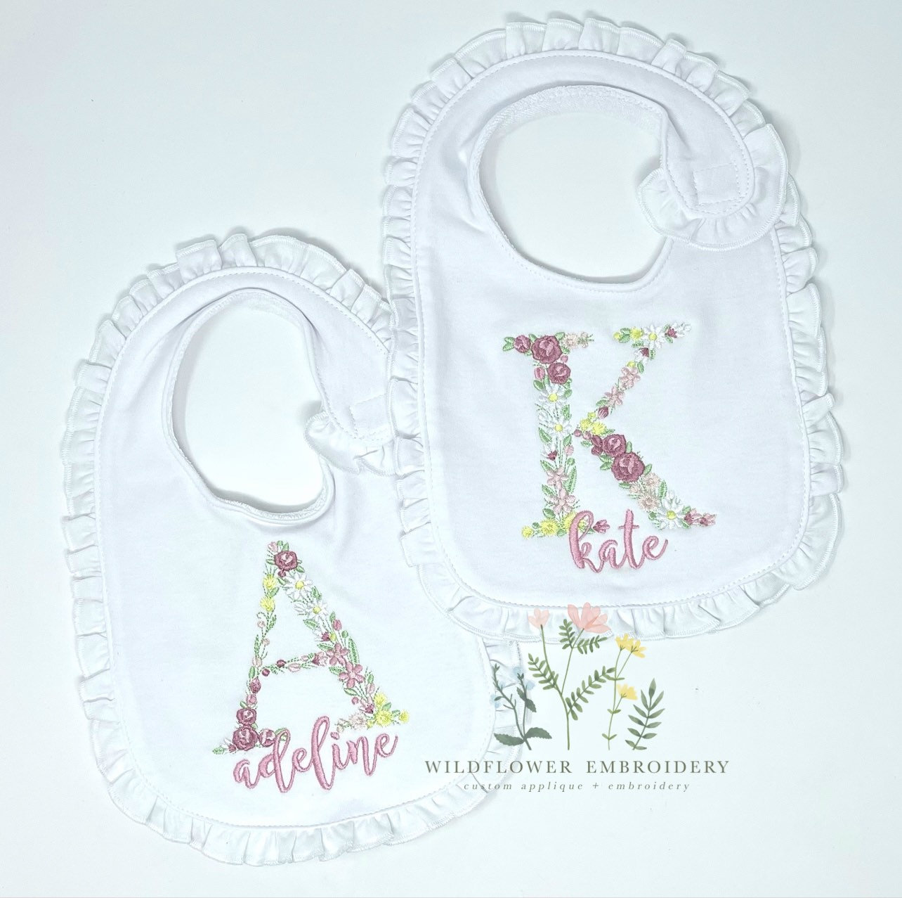Floral Letter and Name Bib | Etsy
