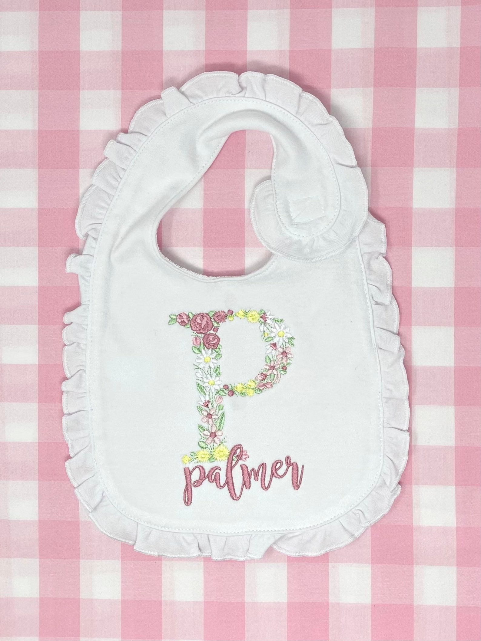 Floral Letter and Name Bib - Etsy