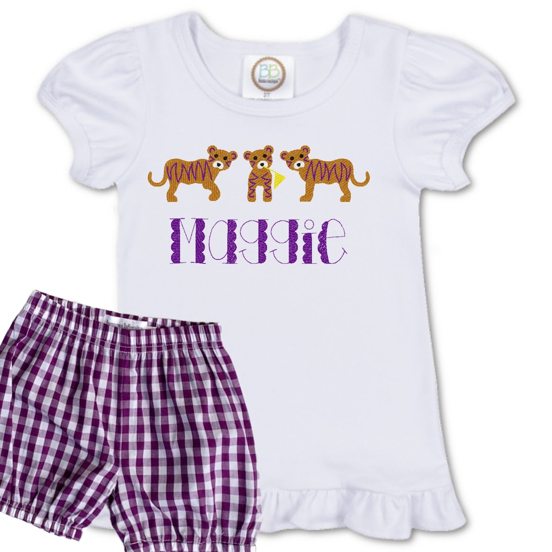 Girly Tigers With Bow and Flag Appliqué Shirt Geaux LSU - Etsy