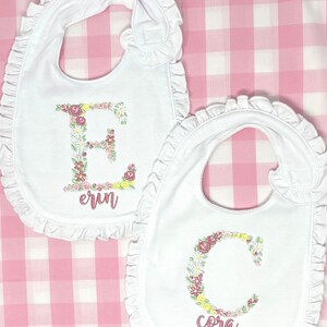 Floral Letter and Name Bib - Etsy