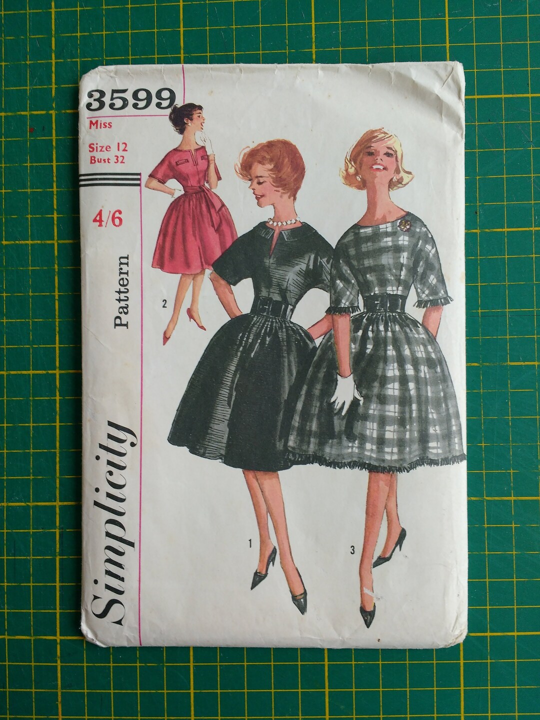 Early 1960's Simplicity 3599 Party Dress Pattern, Full Gathered Skirt ...