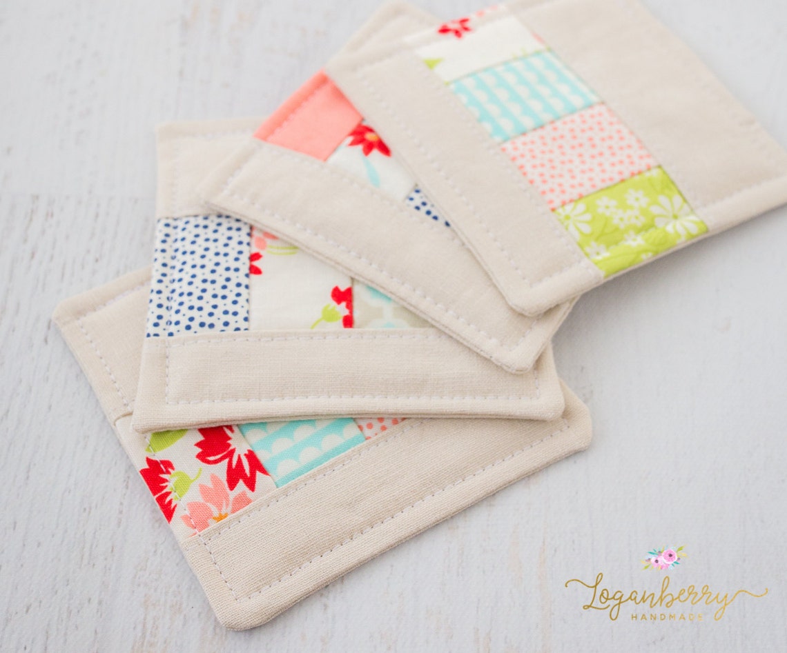 Patchwork Coasters Sewing PATTERN Linen Coasters Fabric - Etsy