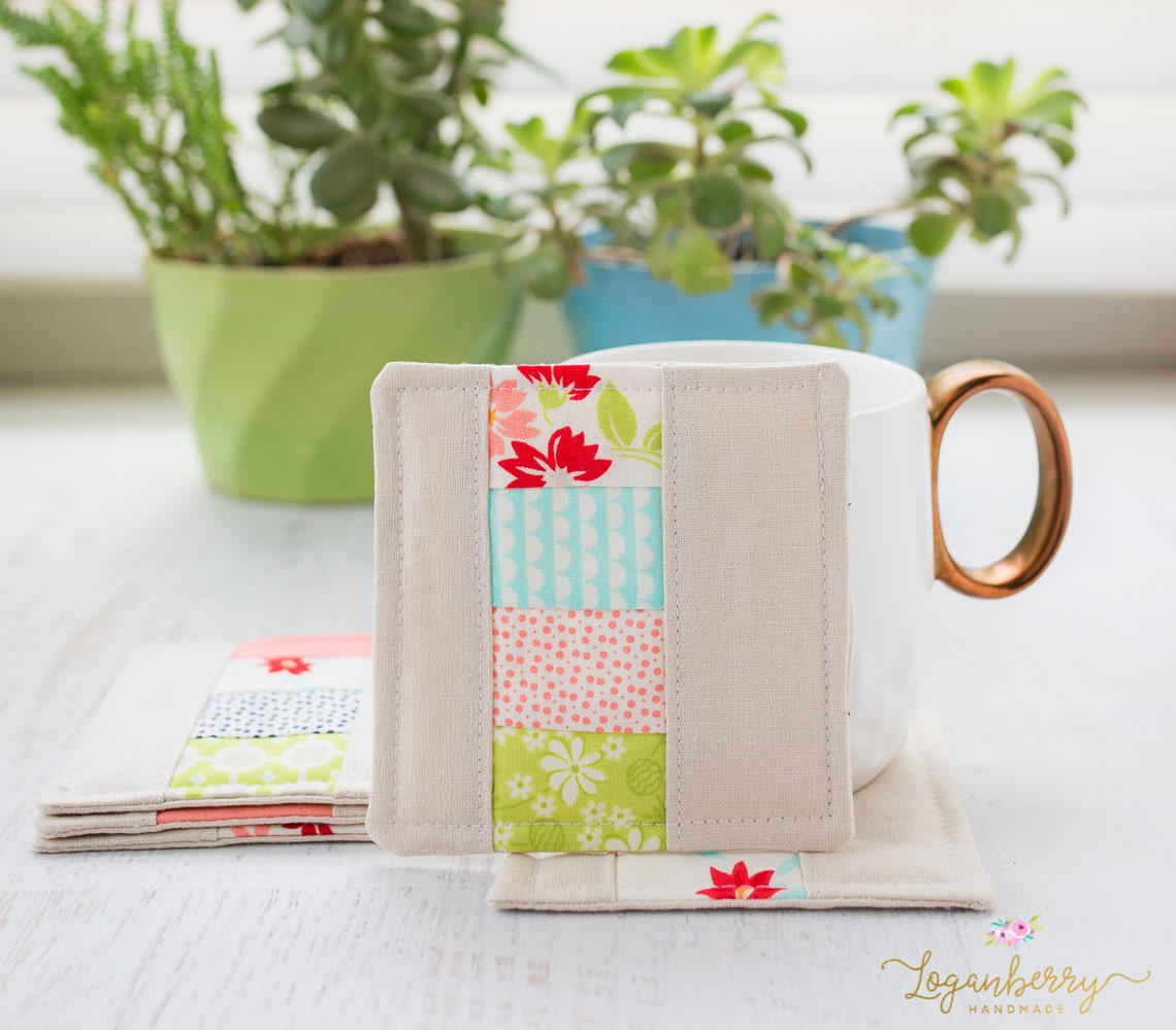Patchwork Coasters Sewing PATTERN Linen Coasters Fabric - Etsy