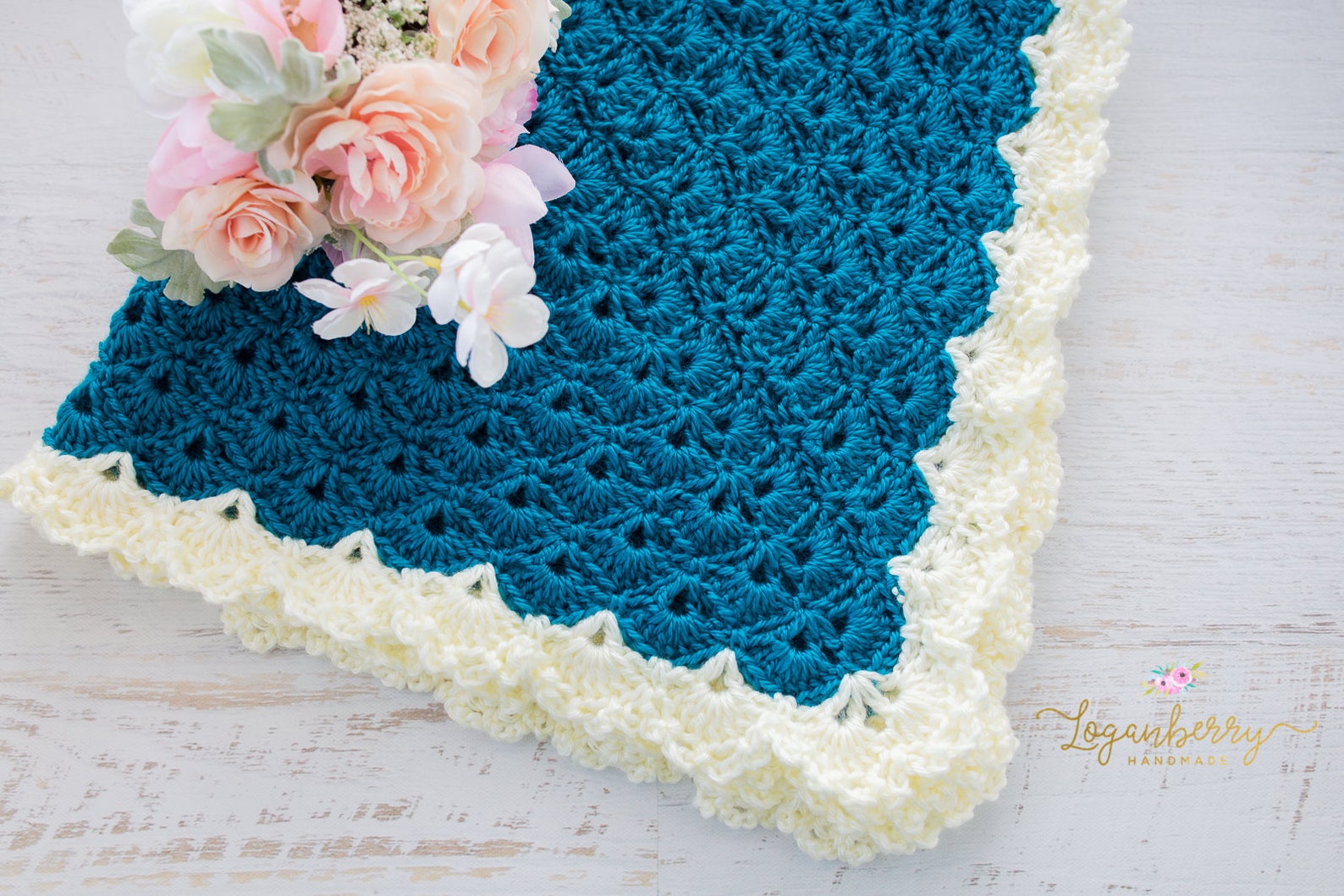 Blanket Crochet PATTERN, Crochet Afghan Pattern, Scallop Lace Edge ...
