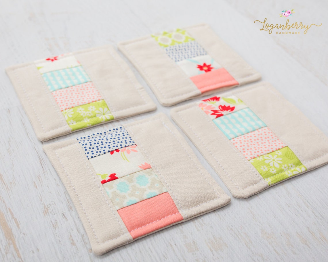Patchwork Coasters Sewing PATTERN Linen Coasters Fabric - Etsy