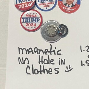 Donald Trump for President 2024 Pins Buttons Magnetic No Hole or Pin ...