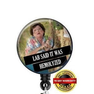 Lab Says It is Hemolyzed Funny Badge Reel Unique Coworker Gift Ideas ...