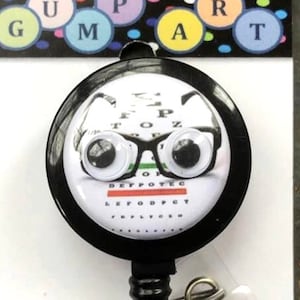 Google Eyes Snellen Exam Eye Doctor Badge Reel Snellen Chart Test ...