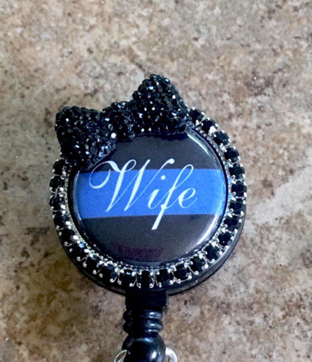 Thin Blue Line Wife Retractable Lanyard Reel Stethoscope Id Tag Belt ...