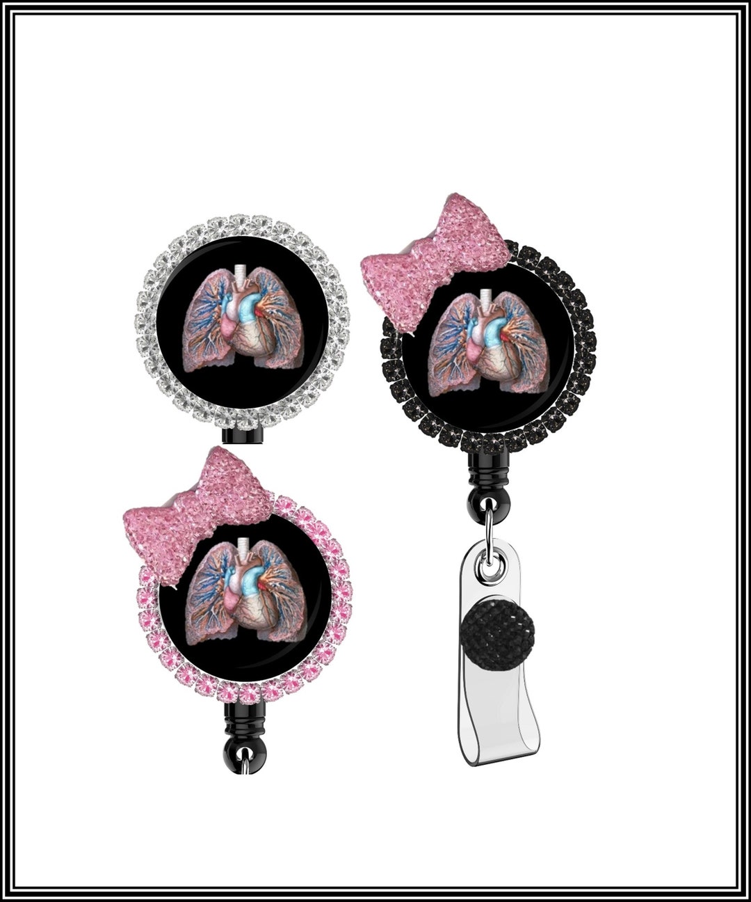 Bling Vintage Human Anatomy Lungs Badge Reel Retractable Lanyard Magnet ...