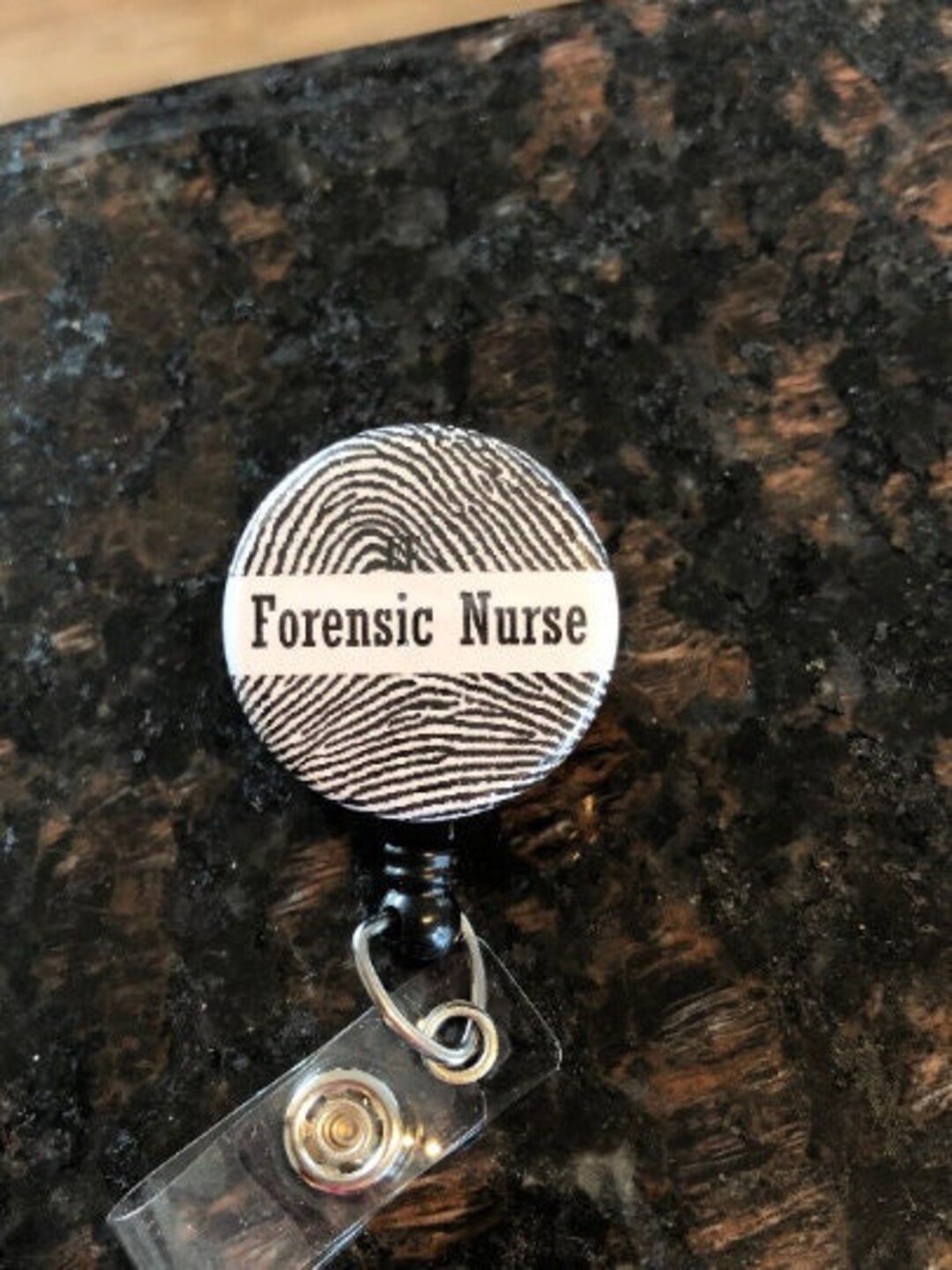 Forensic Nurse Badge Reel Gift Idea Magnetic Option Thumb Print Gump ...